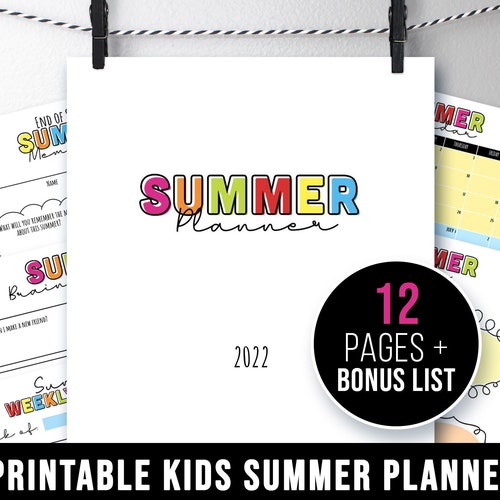 Kids Summer Planner Printable Activity Bucket List Goals - Etsy