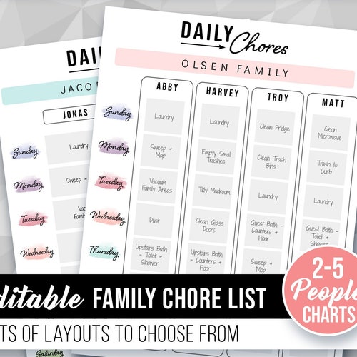 Editable Gamer Chore Chart Kids Weekly & Daily Tasks - Etsy