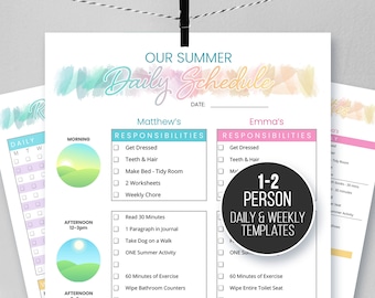 1-2 Person Daily Responsibilities Schedule Checklists for | Etsy