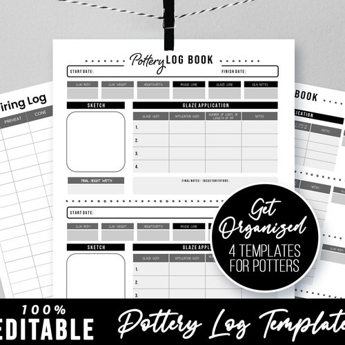 Editable Pottery Ceramics Log Book Printable Clay Diary - Etsy