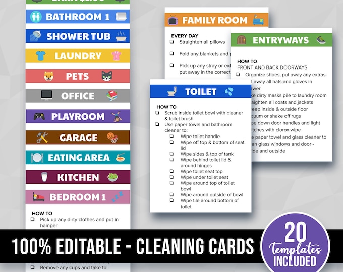 Printable Chore Cards Bundle | Digital Download | Make Cleaning Easy ...