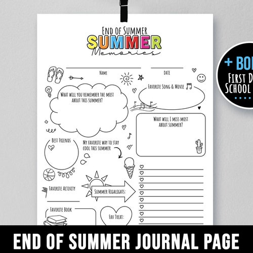 End of School Kids Interview Begin Summer Questions - Etsy