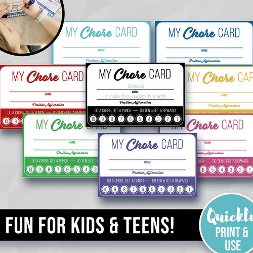 Cleaning Cards Editable Printable Chore Checklist for Kids - Etsy