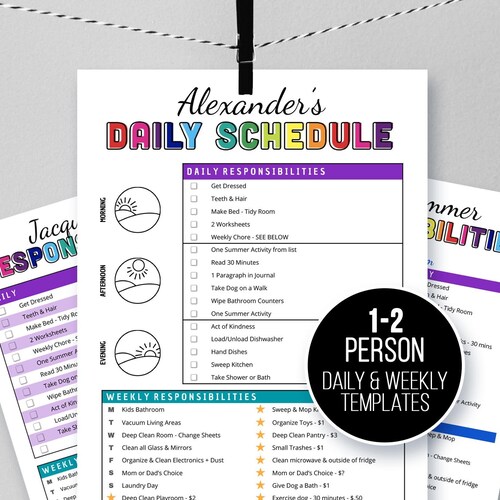 Daily & Weekly Schedule Responsibilities Checklists for Kids - Etsy