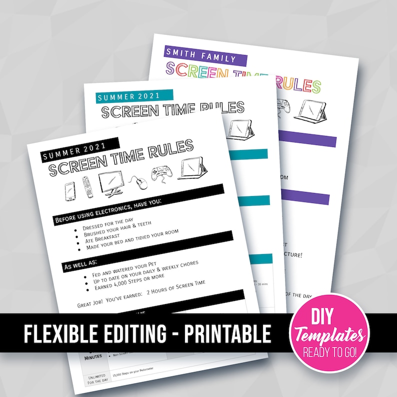 Electronics Screen Time Rules List Kids Family Daily - Etsy