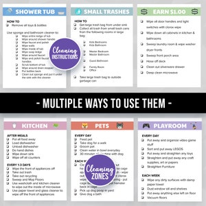 Cleaning Cards Editable, Printable, Chore Checklist for Kids or ADHD ...