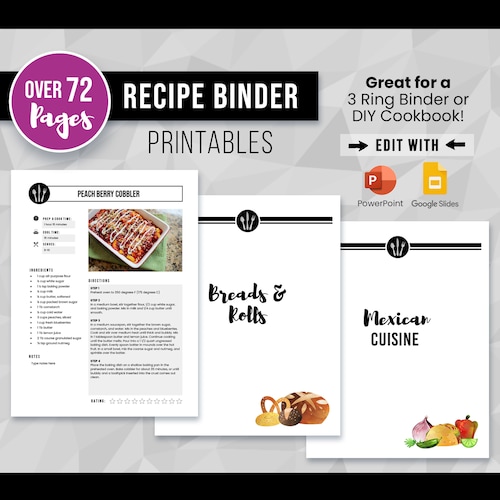 Recipe Binder Template & Dividers Printable Family Cookbook - Etsy