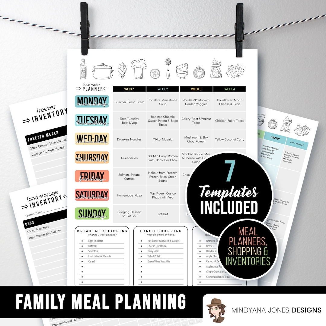 Menu Meal Planner & Freezer Food Storage Inventory, Weekly List, Pantry ...