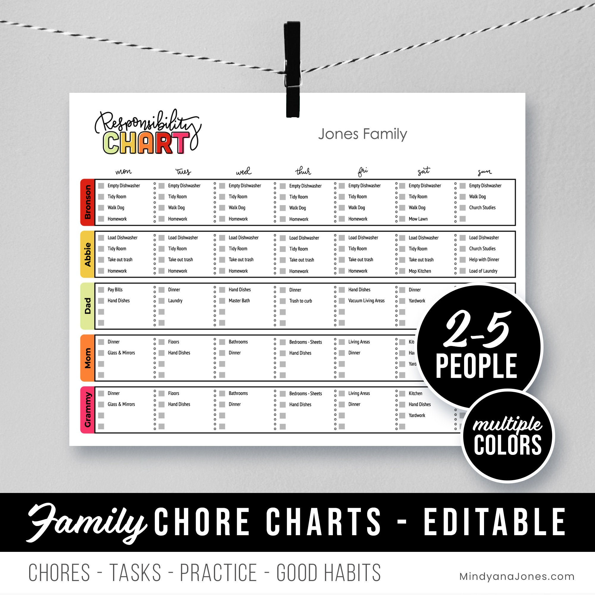 Free Printable Family Chore Chart Template