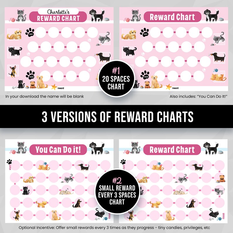 6 Reward Chart Set Kid Reading Progress Brushing Teeth Cats - Etsy
