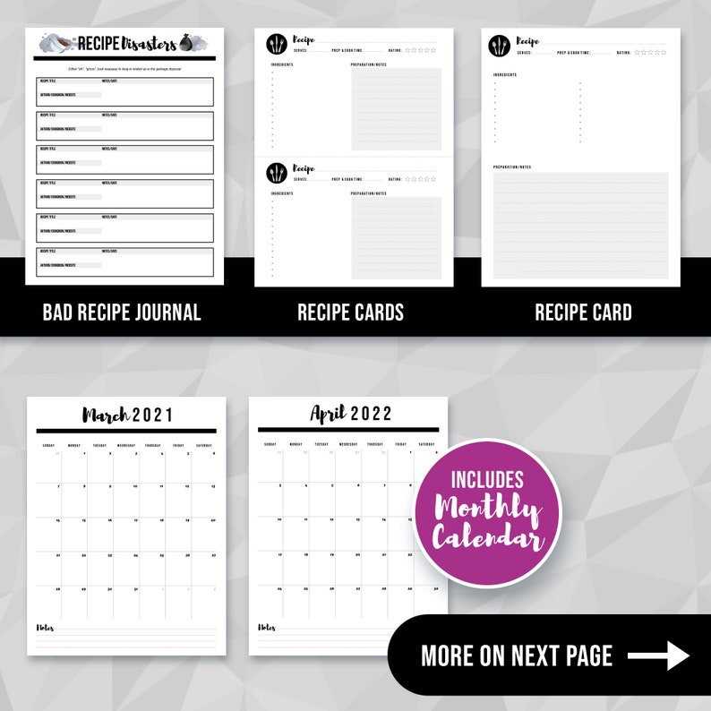 Menu & Kitchen Planning Binder Printable Recipe Meal Planner | Etsy