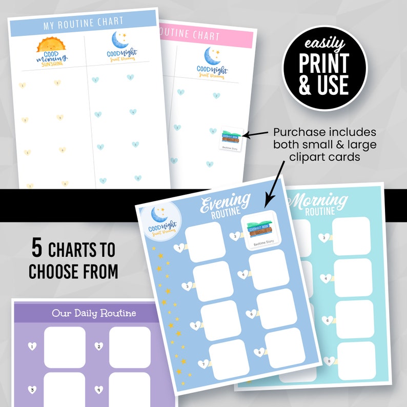 5 Printable Routine Charts for Ages 3-7 Years, Morning & Nighttime ...