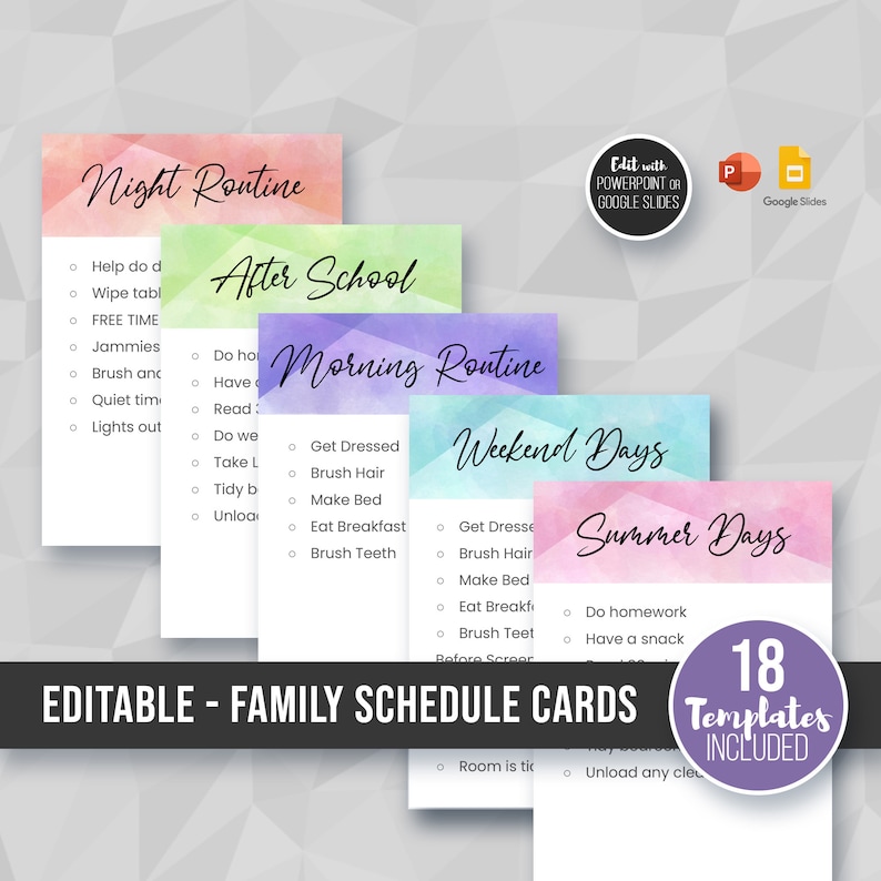 Routine Checklist Cards Editable Schedules & Tasks for Kids - Etsy