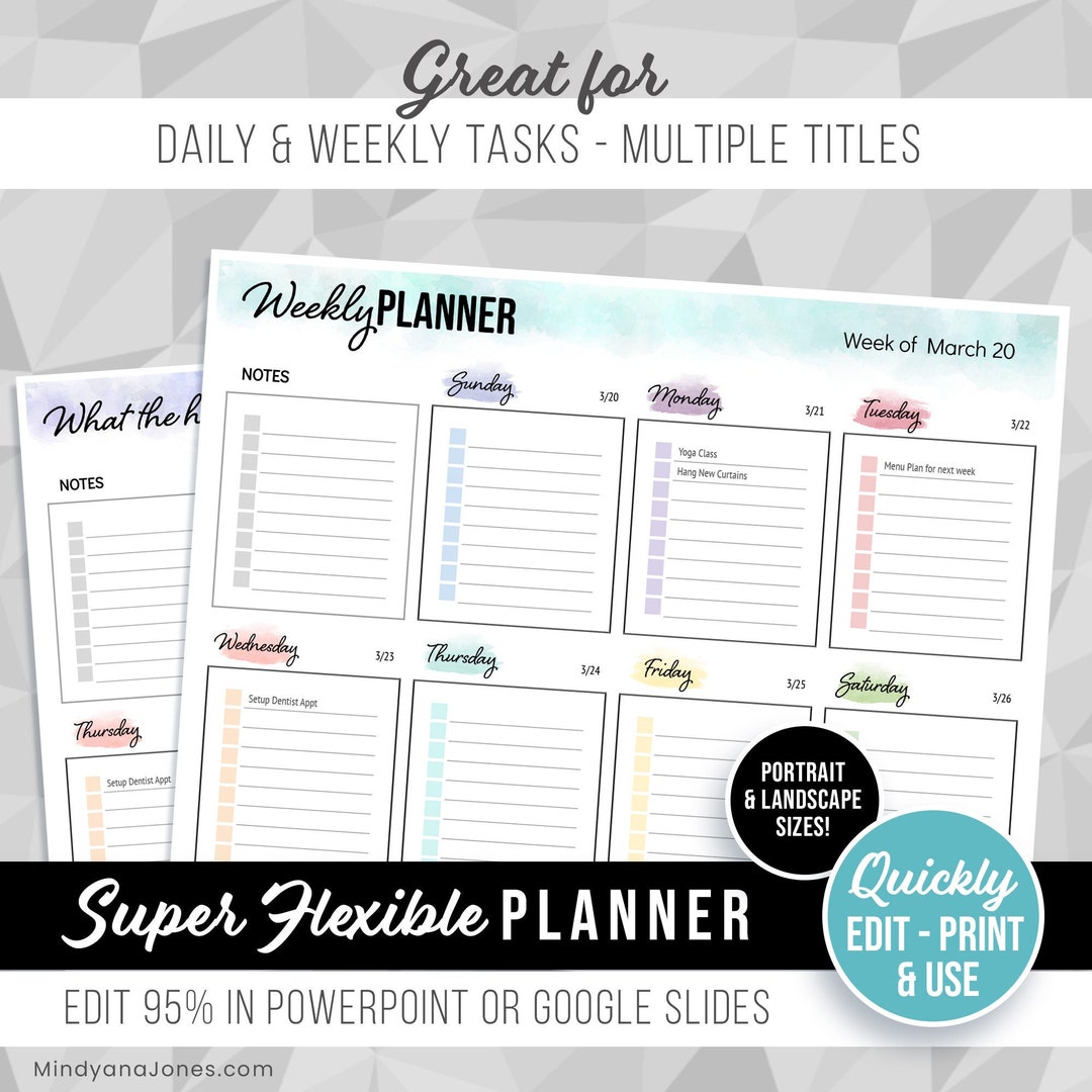 Create a Weekly Planner Checklist! Editable Printable To-do List for ...