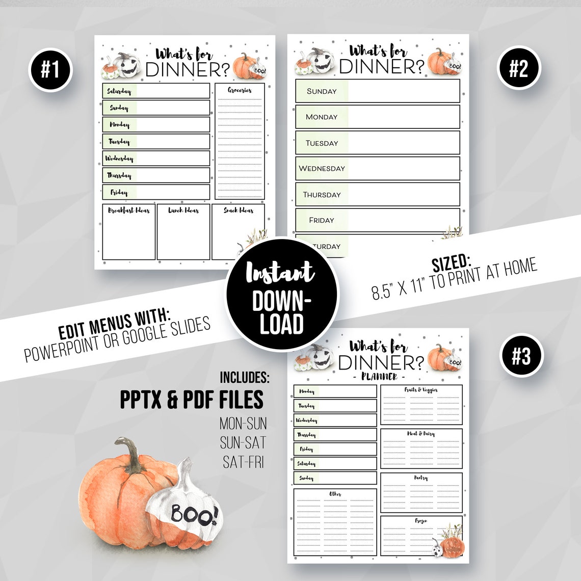 Printable Halloween Meal Planner Dinner Menu Grocery List - Etsy