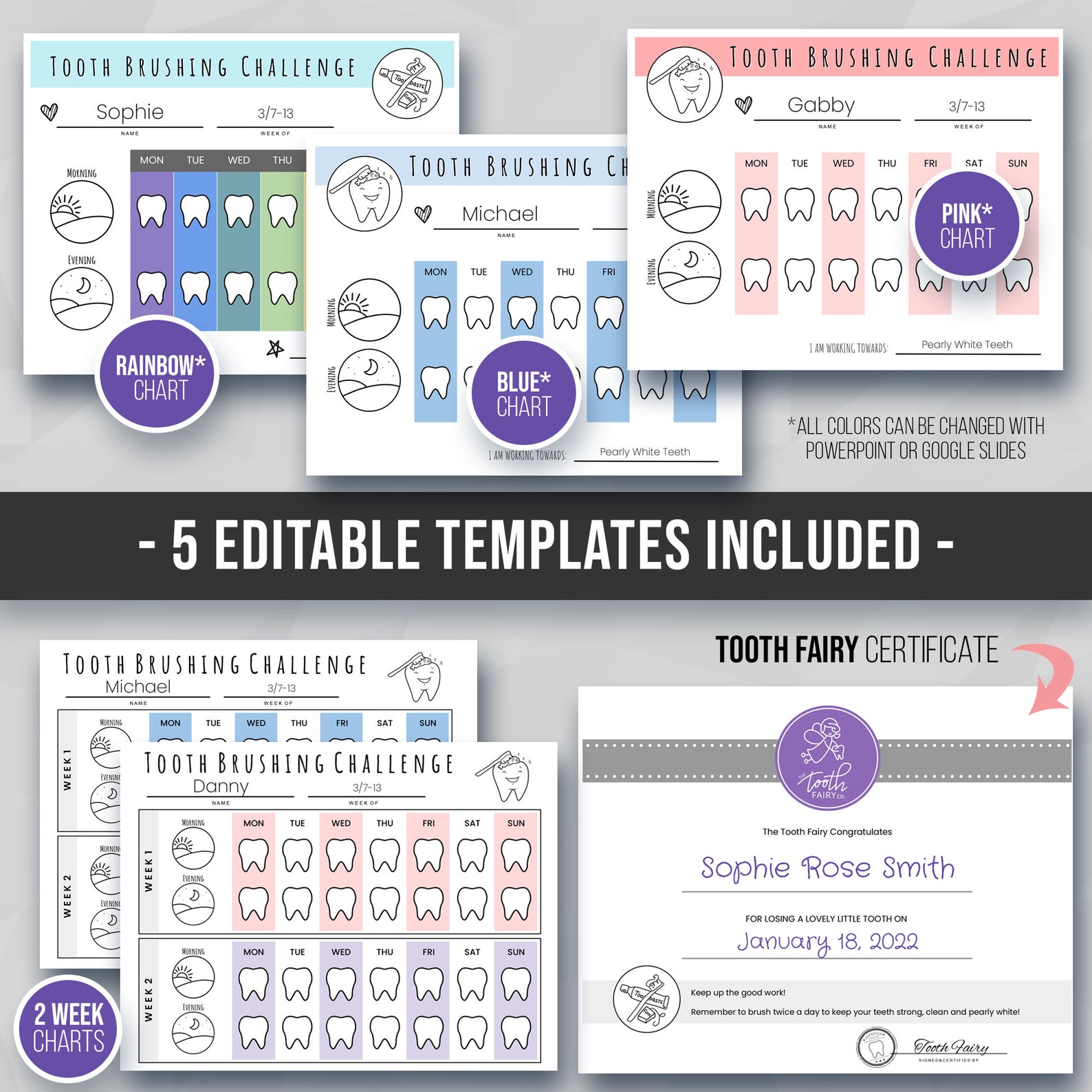 Tooth Fairy Certificate Award Kids Teeth Brushing Challenge - Etsy