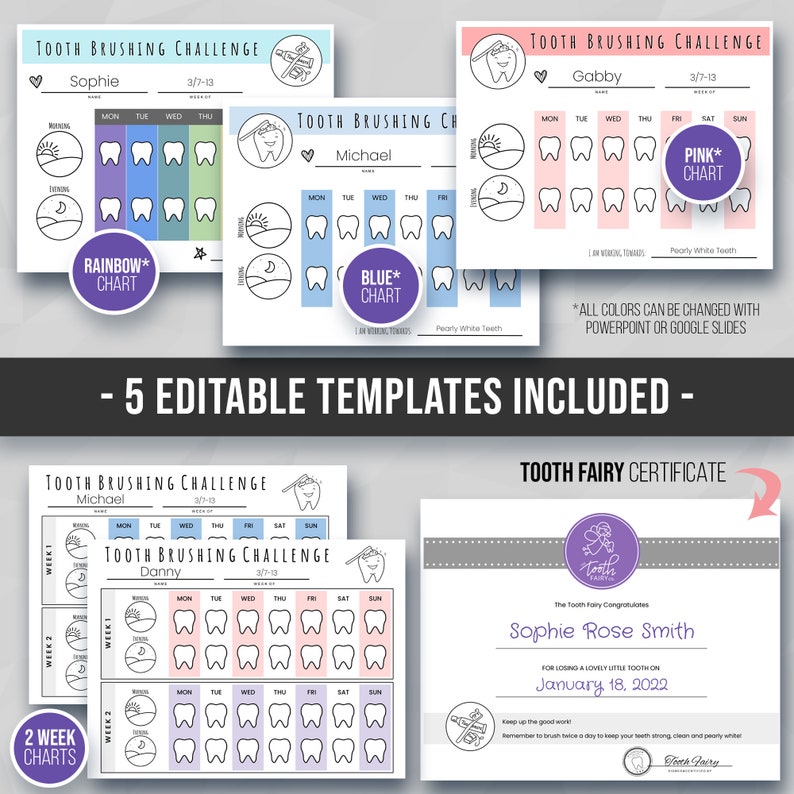 Tooth Fairy Certificate Award Kids Teeth Brushing Challenge - Etsy ...