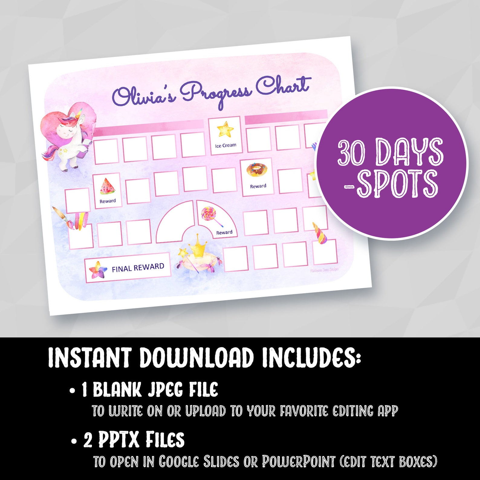 Unicorn Progress Chart for Girls Reading Teeth Brushing - Etsy