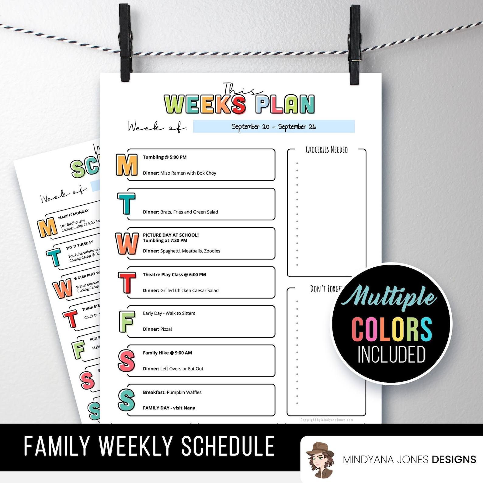 Family Weekly Planner Schedule Template Activities for Kids - Etsy