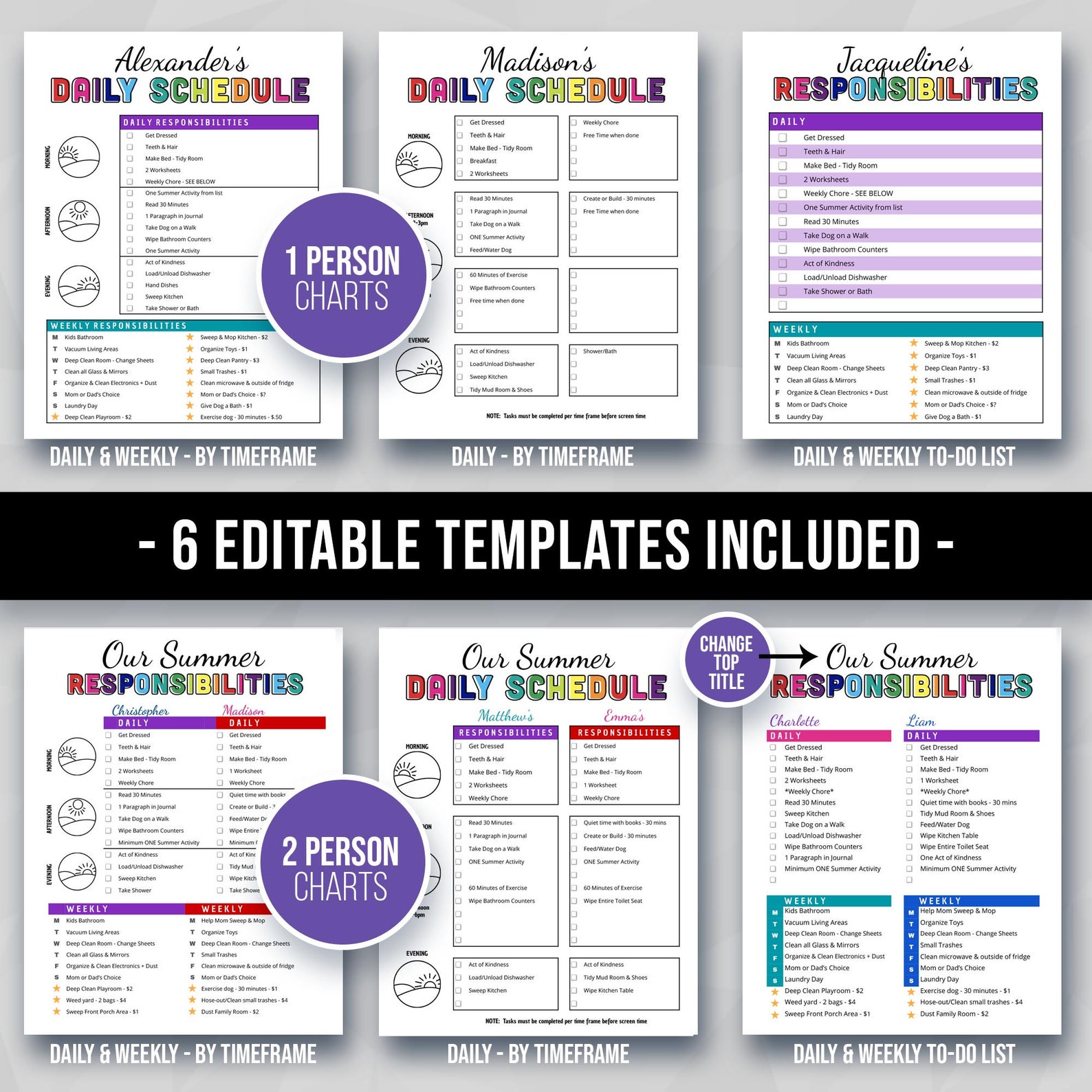 Daily & Weekly Schedule Responsibilities Checklists for Kids Teens ...