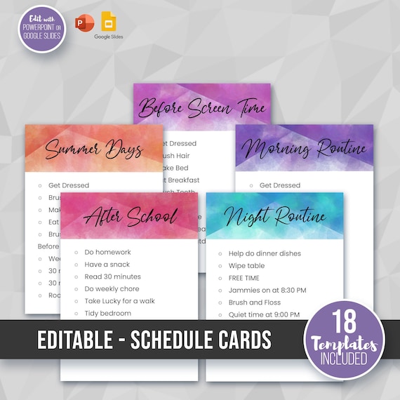 Editable Routine Schedule Cards Checklist Chart for Kids or | Etsy