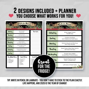 Printable Winter Dinner Menu | Planner | Grocery List | Christmas ...