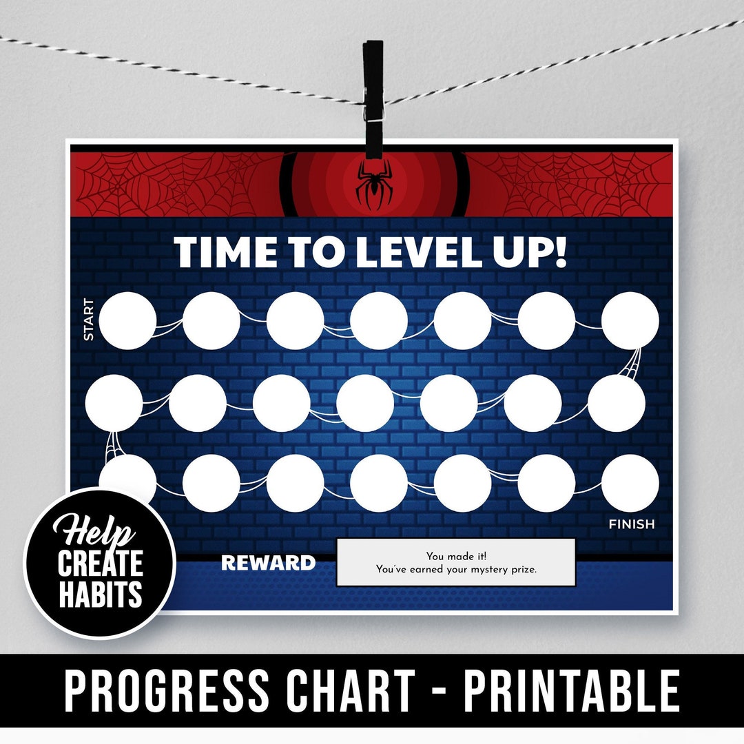 Spider Hero Progress and Reward Chart, Reading, Brushing Teeth, Habit ...