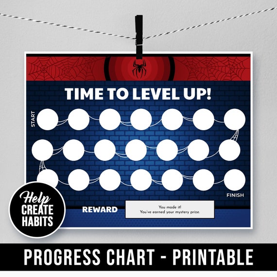 Spider Hero Progress and Reward Chart Reading Brushing - Etsy