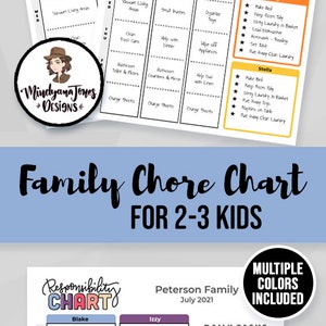 2-3 Multiple Kids & Family Chore Charts | Instant Download | Printable ...