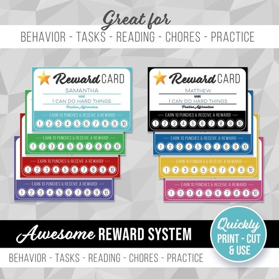 Reward Cards Punch Chart System for the Family Motivational - Etsy UK