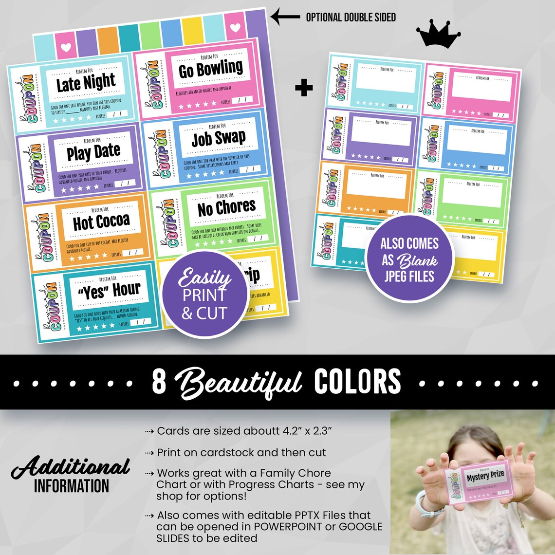 Kids Reward Coupon Cards, Printable Gifts for the Family, Motivational ...