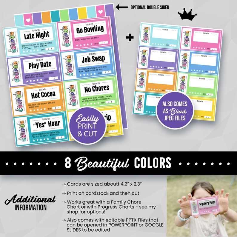 Editable Kids & Family Coupon Cards Reward for Completed | Etsy