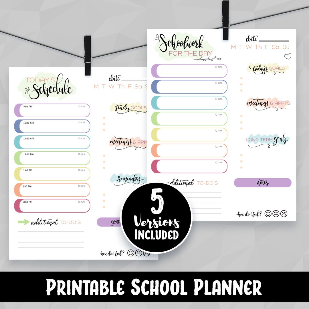 5 Printable School Planners | Daily Schedules | Homeschool | Online ...