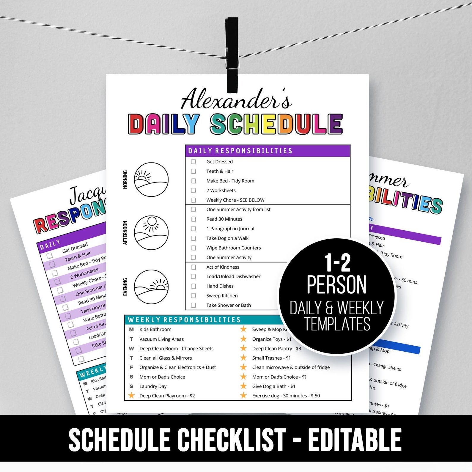 Daily & Weekly Schedule Responsibilities Checklists for Kids Teens ...
