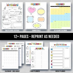 Kids Summer Planner Printable, Activity Bucket List, Goals, Daily ...