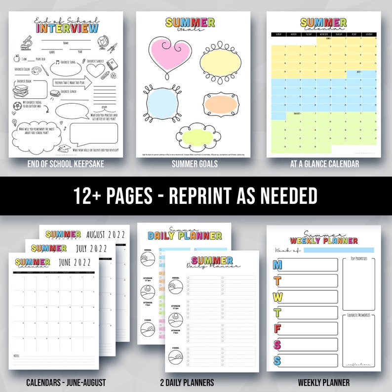 Kids Summer Planner Printable Activity Bucket List Goals - Etsy