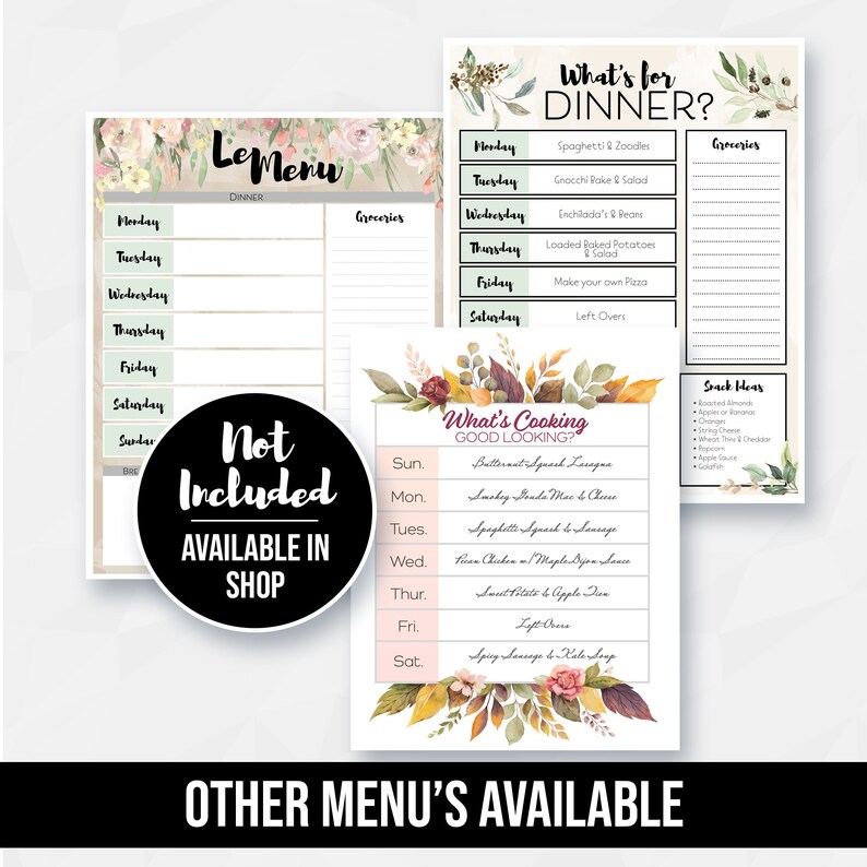 Printable Winter Dinner Menu Planner Grocery List - Etsy