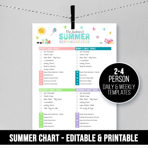 Summer Screen Time Daily Checklist Printable Editable Kids - Etsy