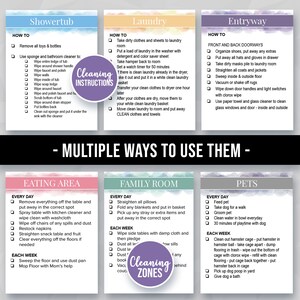 Family Cleaning Cards Editable, Printable, Chore Checklist for Kids ...