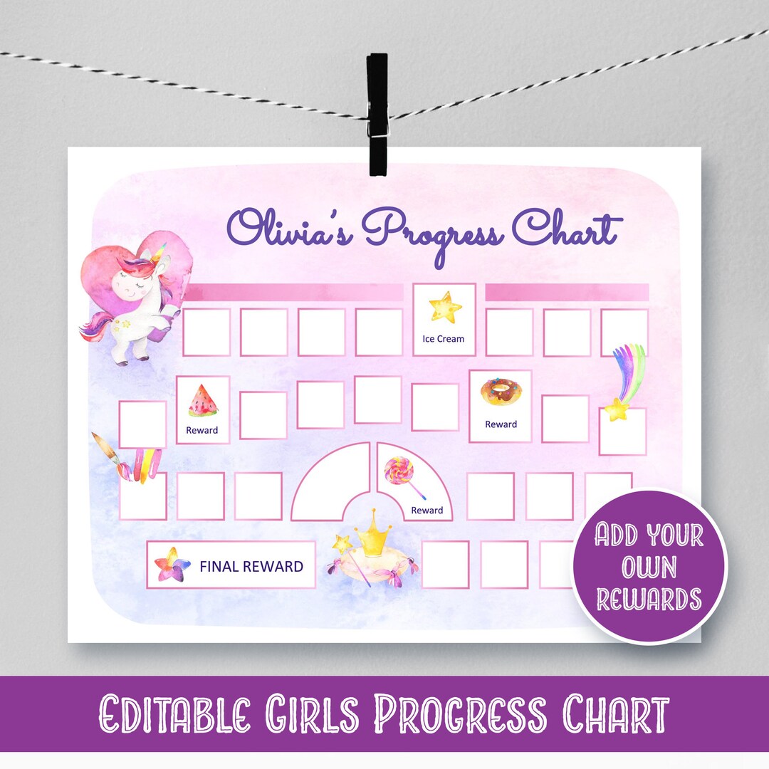 Unicorn Progress Chart for Girls | Reading | Teeth Brushing | Kids ...