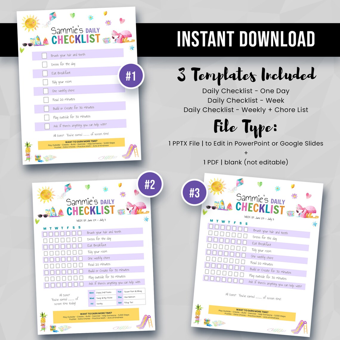 Summer Screen Time Daily Checklist Printable Editable Kids - Etsy