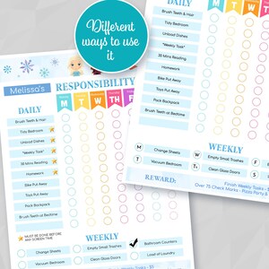 Princess Chore Chart for Kids | Weekly & Daily Tasks | Responsibility ...