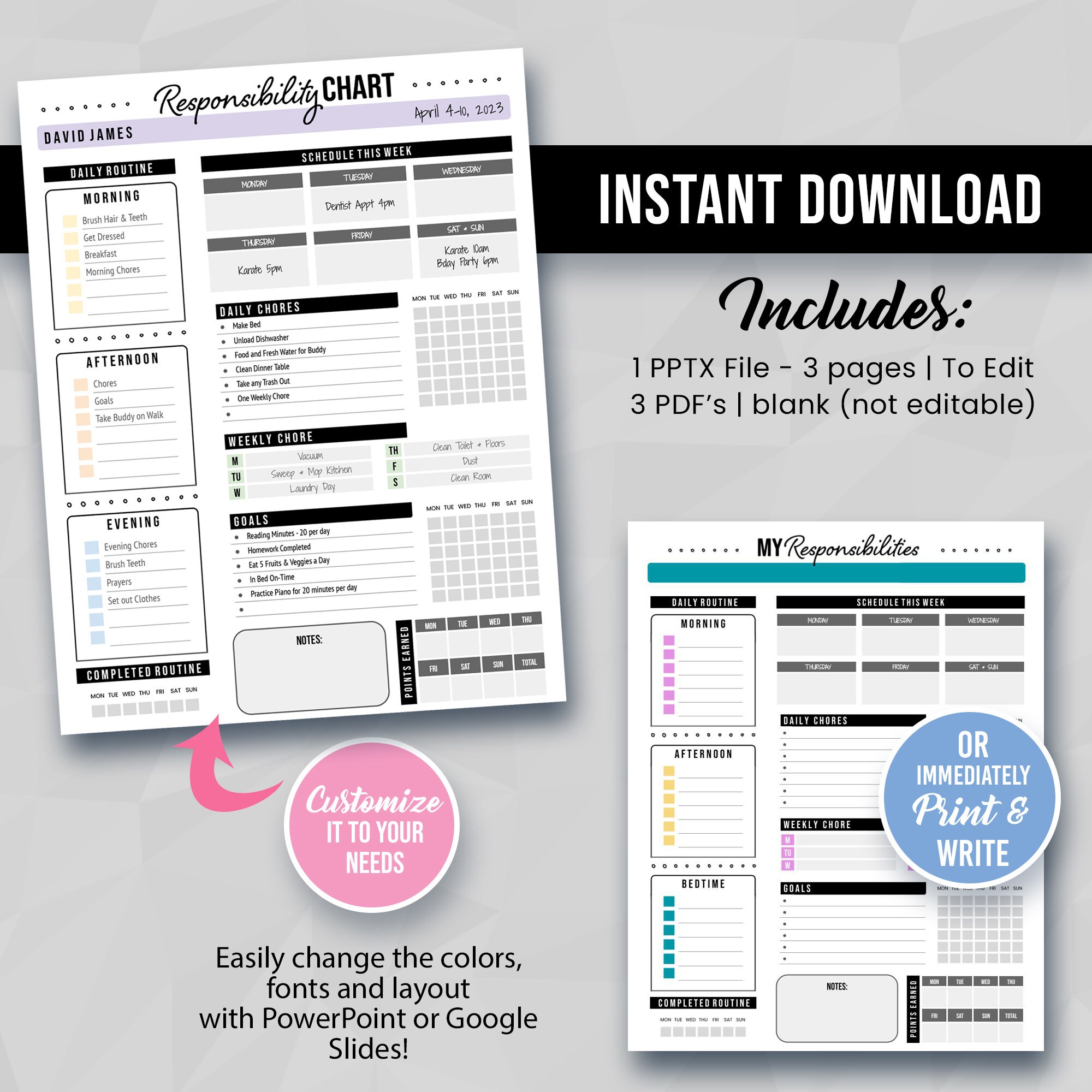 The Ultimate Responsibility Chart Printable Editable for - Etsy