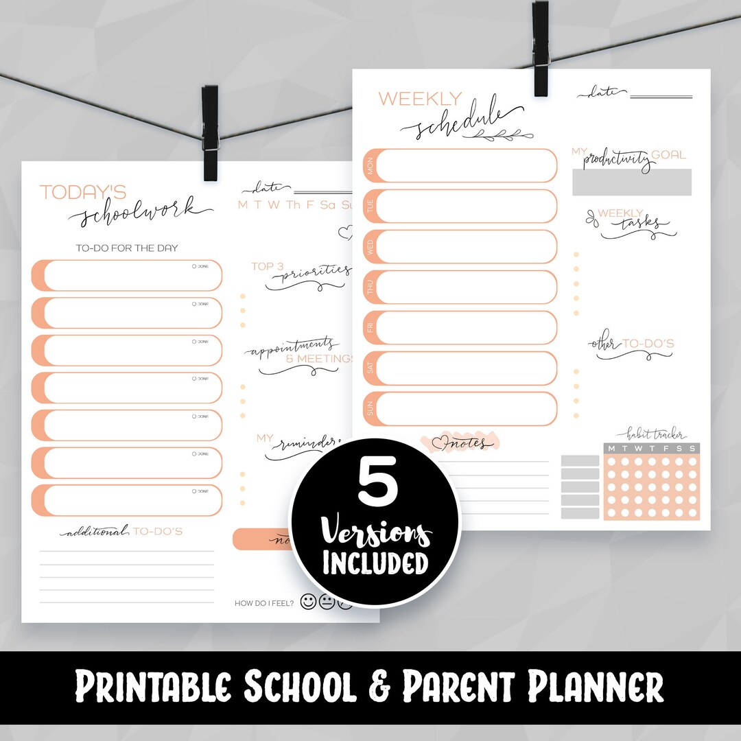 5 Printable Student & Parent Planners | Daily Schedules | Homeschool ...