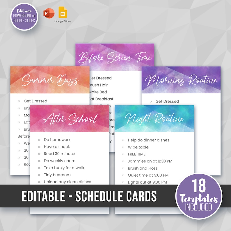 Routine Checklist Cards Editable Schedules & Tasks for Kids - Etsy