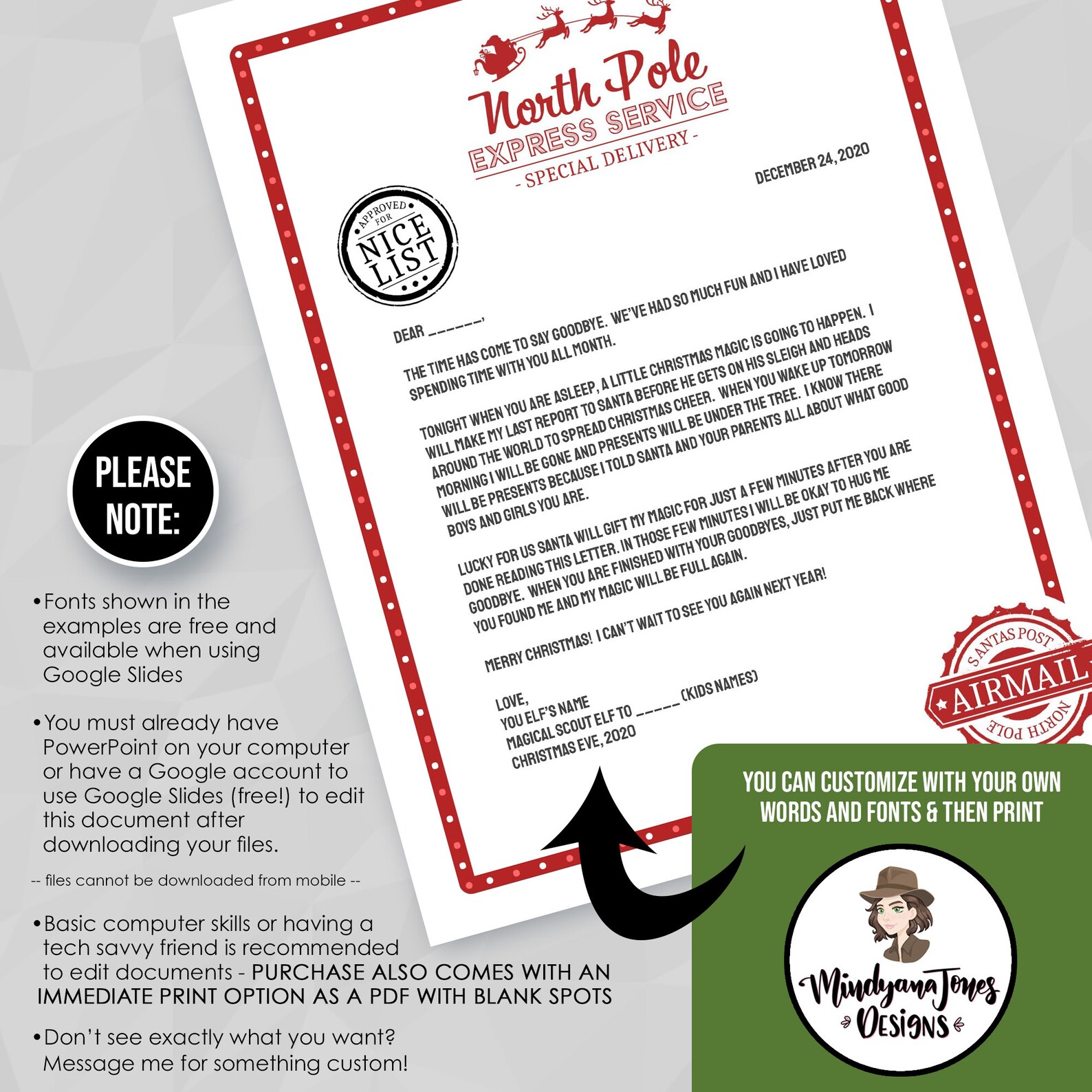 SUPER EASY Christmas Elf Letter Bundle, Goodbye & Arrival, Personalized ...