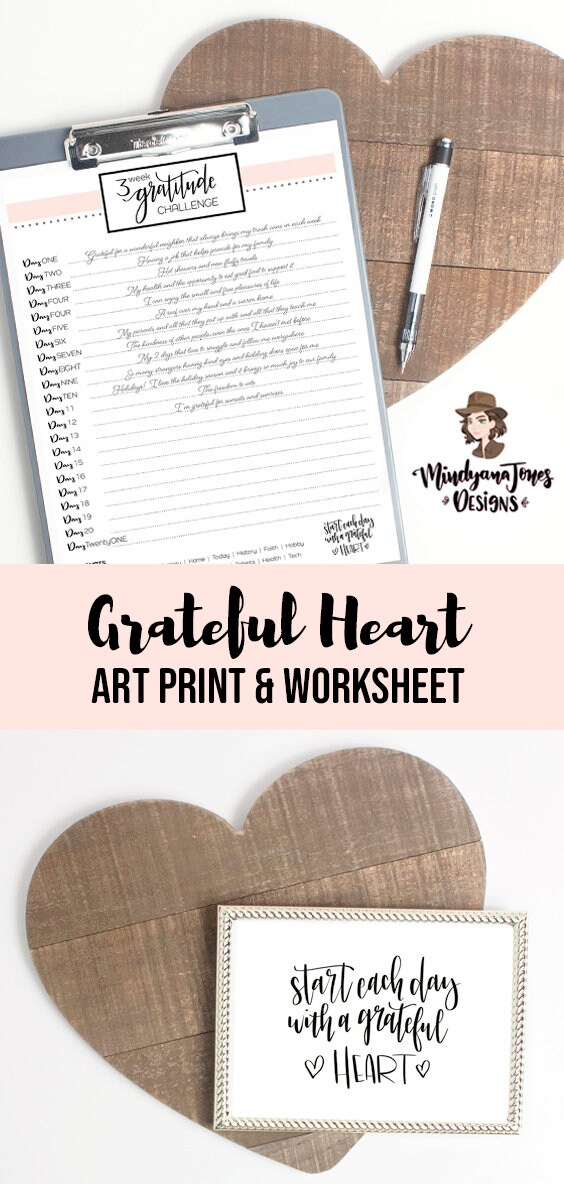 Grateful Heart Artwork Worksheet 4x6 Prints Gratitude - Etsy