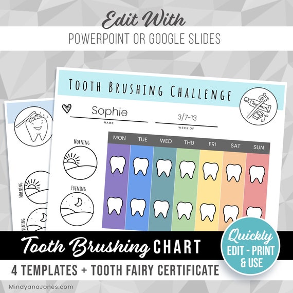 Create Your Own Tooth Brushing Chart Kids & Adults Clean - Etsy