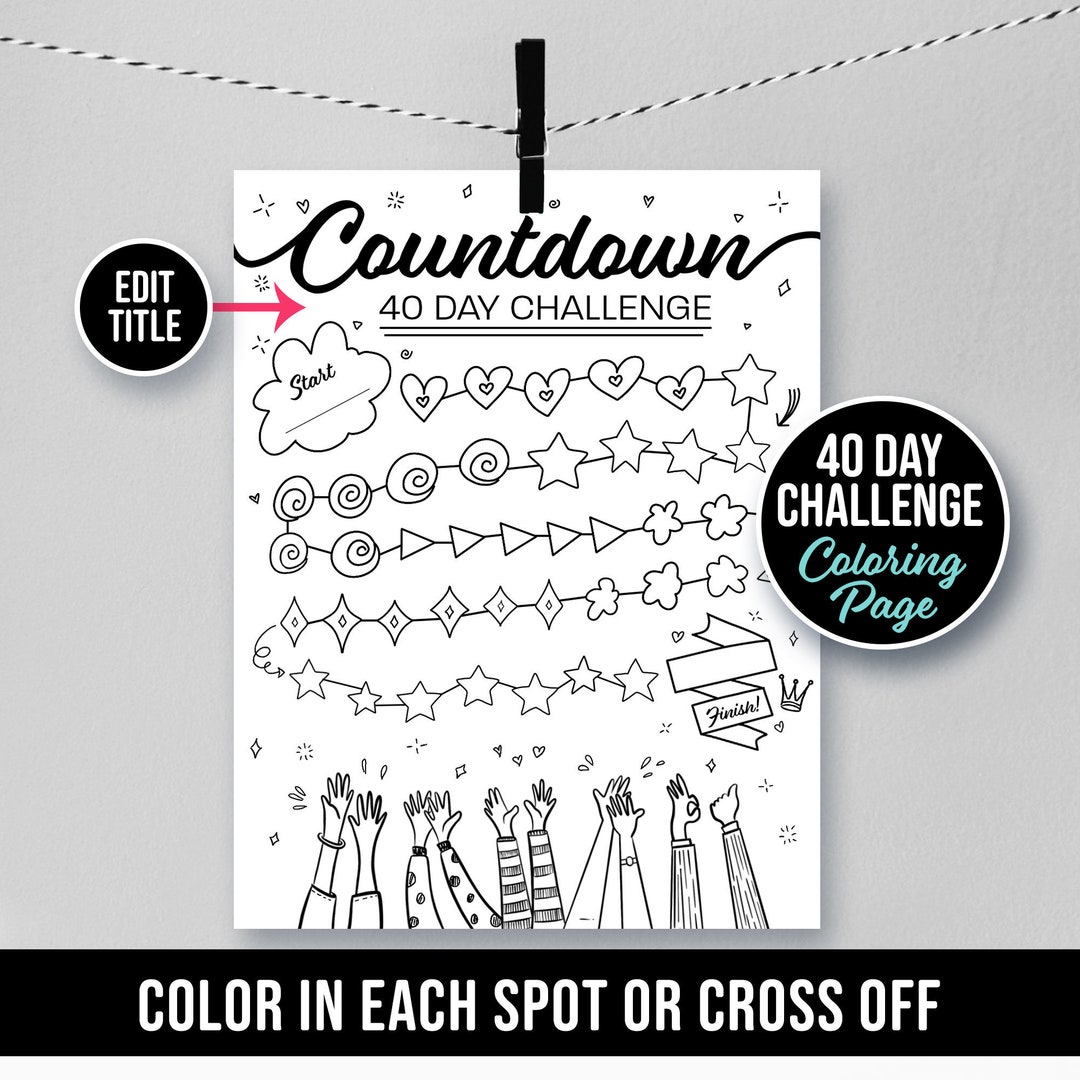 Motivational 40 Day Challenge, Checklist, Countdown, Weight Loss, No ...