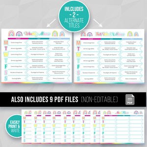 Rainbow Family Meal Plan Template, Menu Planner, Breakfast Lunch Dinner ...